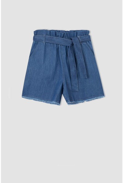 DeFacto Kız Çocuk Paperbag Esnek Belli Kuşaklı Jean Şort T3319A622HS DeFacto Kız Çocuk Paperbag Esnek Belli Kuşaklı Jean Şort T3319A622HS