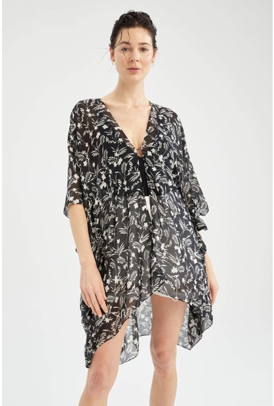 Defacto Çiçek Desenli Kuşaklı Yazlık Kimono U9260AZ21SM