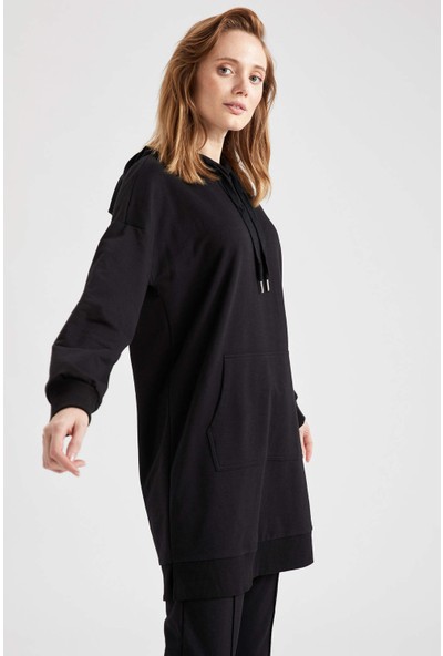 DeFacto Relax Fit Kapüşonlu Kanguru Cepli Sweatshirt Tunik T4633AZ21SP DeFacto Relax Fit Kapüşonlu Kanguru Cepli Sweatshirt Tunik T4633AZ21SP