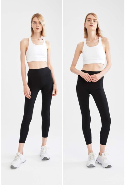 Defacto Slim Fit Yüksek Bel 2'li Spor Tayt U8253AZ21SM