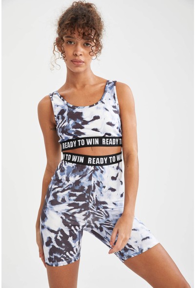 Defacto Batik Baskılı Beli Lastikli Spor Sütyen ve Biker Şort Takım U8151AZ21SM