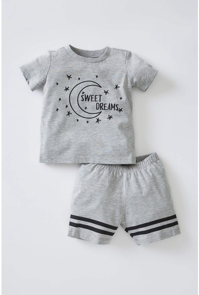 Defacto Erkek Bebek Ay Baskılı Kısa Kollu Pijama Takımı T9143A221SM