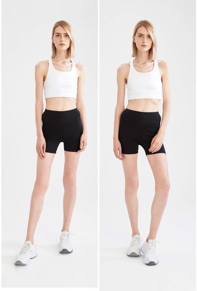 Defacto Slim Fit Yüksek Bel 2'li Bisiklet Şortu V0213AZ21SM Defacto Slim Fit Yüksek Bel 2'li Bisiklet Şortu V0213AZ21SM
