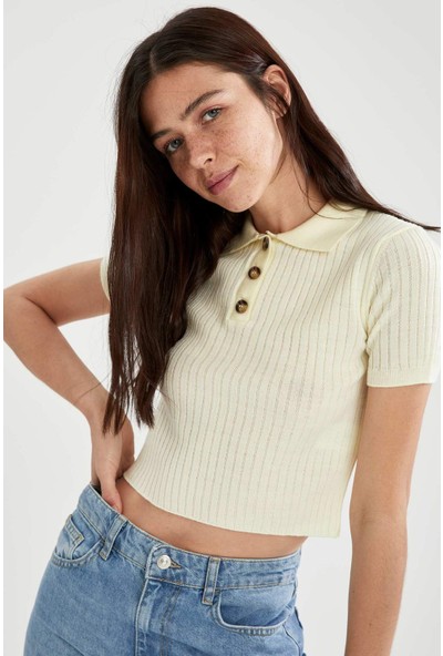 Defacto Slim Fit Düğme Detaylı Triko Kazak N9752AZ21SP