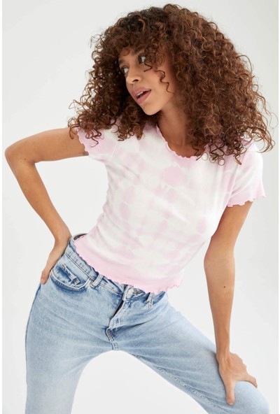 Defacto Coool Bisiklet Yaka Batik Desenli Kısa kollu Tişört V0830AZ21SP