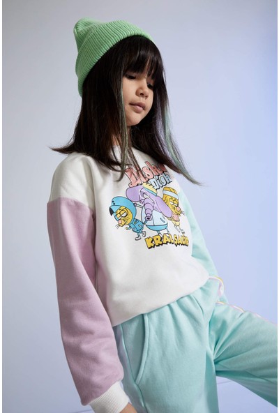 Defacto Kız Çocuk Kral Şakir Lisanslı Renk Bloklu Sweatshirt T5595A621SP Defacto Kız Çocuk Kral Şakir Lisanslı Renk Bloklu Sweatshirt T5595A621SP