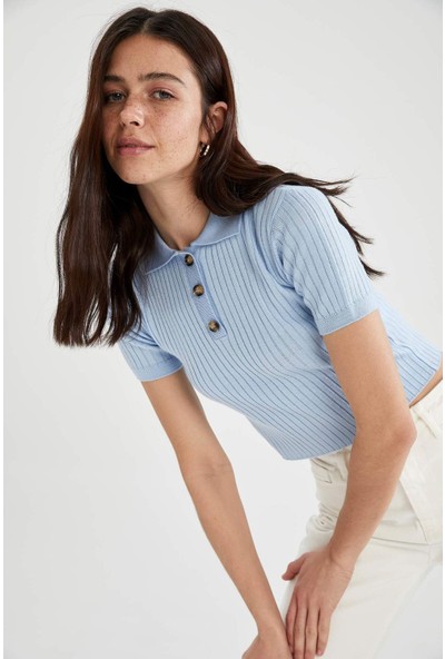 Defacto Slim Fit Düğme Detaylı Triko Kazak N9752AZ21SP