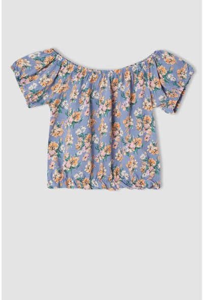 Defacto Kız Çocuk Çiçek Desenli Kısa Kollu Crop Bluz T4313A621SM Defacto Kız Çocuk Çiçek Desenli Kısa Kollu Crop Bluz T4313A621SM