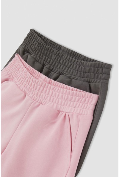 Defacto Kız Çocuk Yazı Baskılı Esnek Belli 2'li Şort V1235A621HS