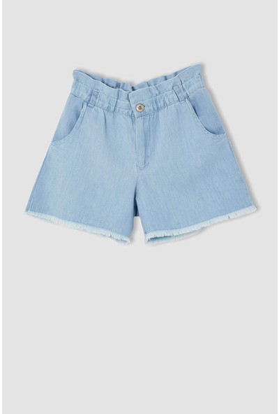 DeFacto Kız Çocuk Paperbag Esnek Belli Jean Şort T3318A621SM DeFacto Kız Çocuk Paperbag Esnek Belli Jean Şort T3318A621SM