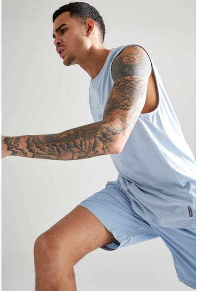 DeFacto Standart Fit Sırt Baskılı Kolsuz Spor Tişört U2463AZ21SM