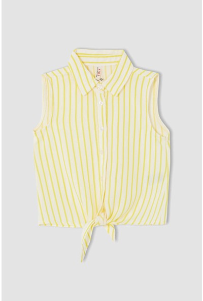 DeFacto Kız Çocuk Çizgili Bağlama Detaylı Kolsuz Gömlek T3983A621SM
