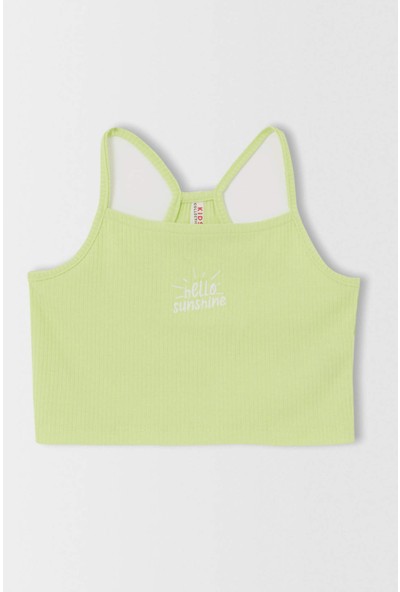 Defacto Kız Çocuk Baskılı Esnek Dokulu Crop Askılı Atlet U8304A621HS