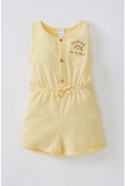 Defacto Kız Bebek Güneş Baskılı Kolsuz Kısa Tulum U9159A221SM
