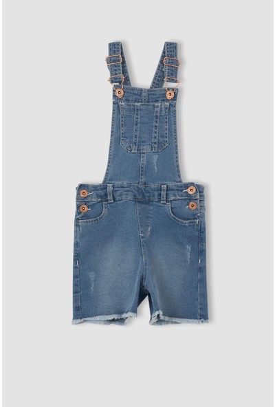 Defacto Kız Çocuk Ayarlanabilir Askılı Kısa Jean Tulum T6077A621HS