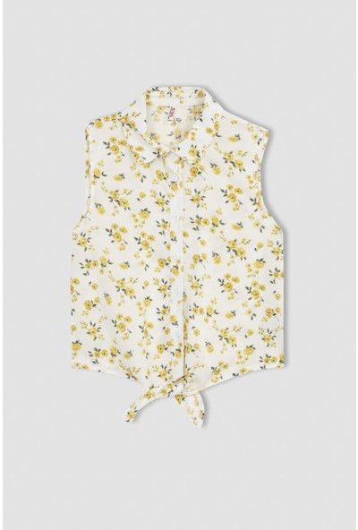 DeFacto Kız Çocuk Puantiye Desenli Bağlama Detaylı Kolsuz Gömlek T3978A621SM