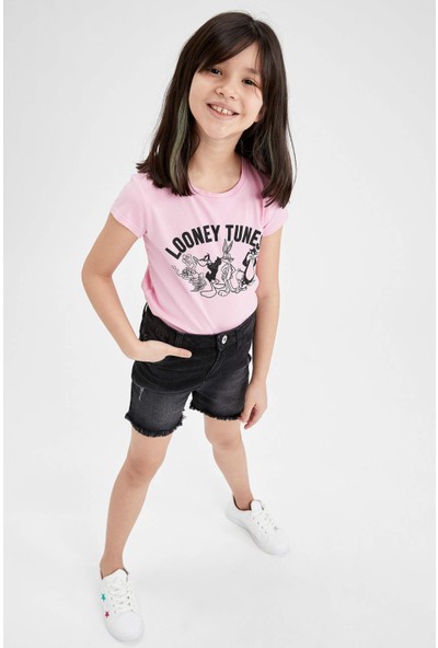 DeFacto Kız Çocuk Yıpratma Detaylı Jean Şort T3271A621SM