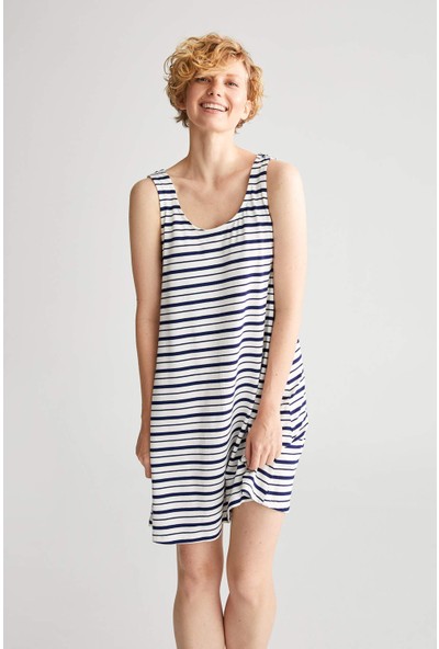 Defacto Çizgili Askılı Relax Fit Midi Elbise U3284AZ21SM