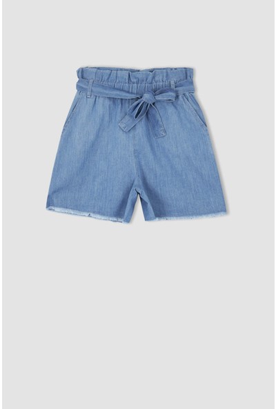 DeFacto Kız Çocuk Paperbag Esnek Belli Kuşaklı Jean Şort T3319A622HS DeFacto Kız Çocuk Paperbag Esnek Belli Kuşaklı Jean Şort T3319A622HS