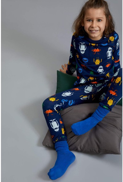 DeFacto Erkek Çocuk Canavar Baskılı Pijama Takımı T5290A621SP