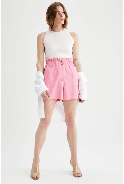 DeFacto Paper Bag Yüksek Bel Keten Karışımlı Mini Şort V6187AZ21SM DeFacto Paper Bag Yüksek Bel Keten Karışımlı Mini Şort V6187AZ21SM