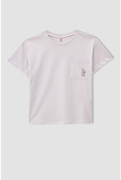 Defacto Kız Çocuk Oversize Fit Papatya Baskılı Kısa Kollu Tişört V5408A621HS