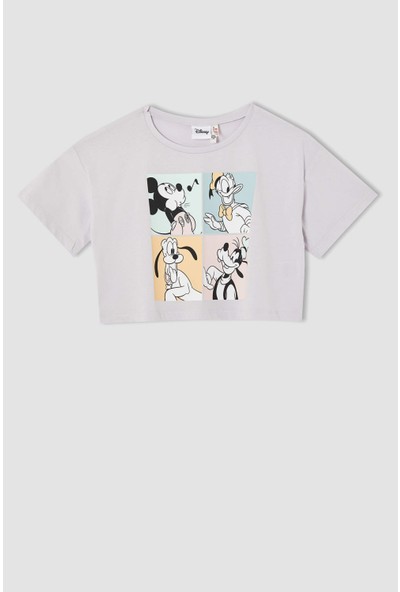 Defacto Kız Çocuk Mickey Mouse Lisanslı Crop Kısa Kollu Tişört V5528A621HS Defacto Kız Çocuk Mickey Mouse Lisanslı Crop Kısa Kollu Tişört V5528A621HS