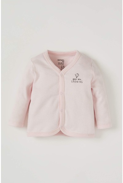 Defacto Kız Bebek Yazı Baskılı Çıtçıtlı Pamuklu Hırka T5457A221SP