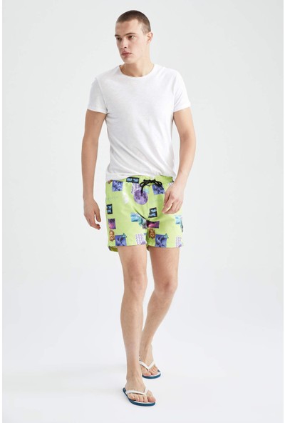 DeFacto Desenli Beli Bağcıklı Kısa Yüzme Şortu V6283AZ21HS DeFacto Desenli Beli Bağcıklı Kısa Yüzme Şortu V6283AZ21HS