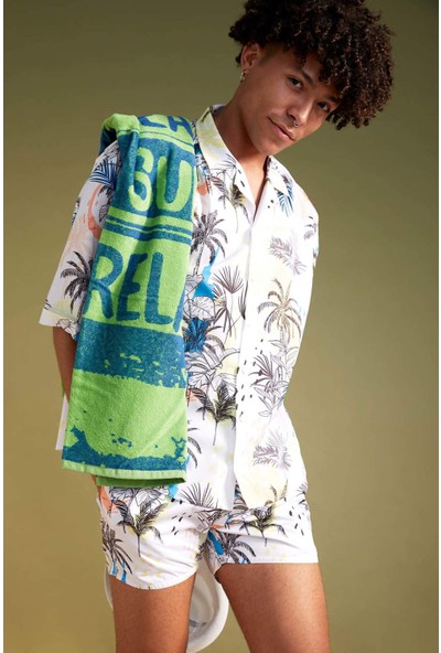 DeFacto Palmiye Desenli Beli Bağcıklı Yüzme Şortu V6372AZ21HS DeFacto Palmiye Desenli Beli Bağcıklı Yüzme Şortu V6372AZ21HS