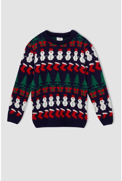 DeFacto Erkek Çocuk Bisiklet Yaka Yılbaşı Temalı Kardan Adam Figürlü Kazak S2777A620WN DeFacto Erkek Çocuk Bisiklet Yaka Yılbaşı Temalı Kardan Adam Figürlü Kazak S2777A620WN