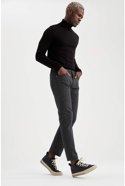 DeFacto Regular Fit Esnek Yün Görünümlü Pantolon U9368AZ21WN