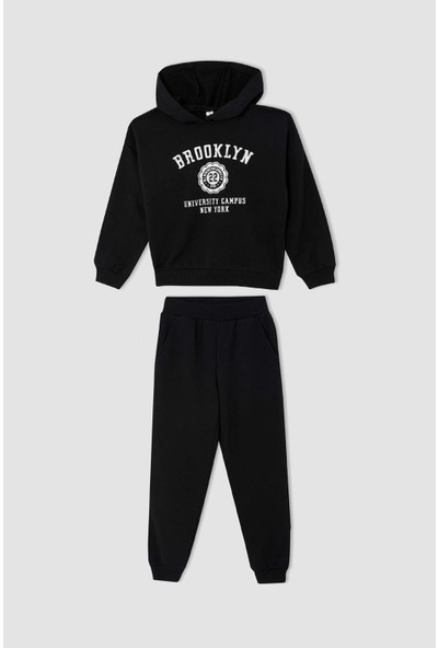 DeFacto Kız Çocuk Regular Fit Kapüşonlu Baskılı 2'li Takım V0525A621AU DeFacto Kız Çocuk Regular Fit Kapüşonlu Baskılı 2'li Takım V0525A621AU