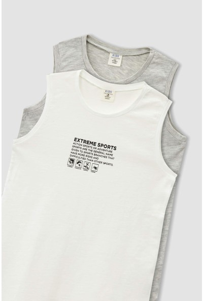 DeFacto Erkek Çocuk Slogan Baskılı 2'li Atlet V6025A621HS