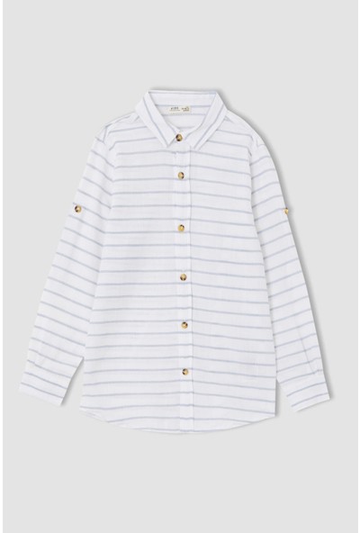Defacto Erkek Çocuk Çizgili Uzun Kollu Gömlek V6535A621HS