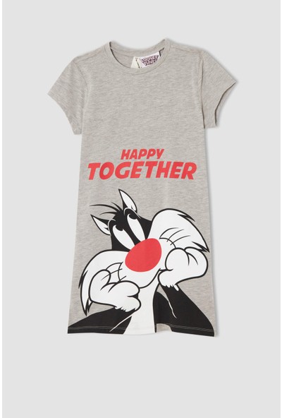 Defacto Kız Çocuk Sylvester Lisanslı Kısa Kollu Gecelik U3404A621HS