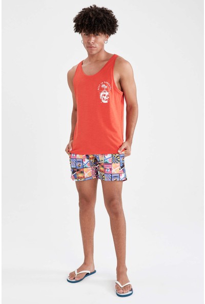 DeFacto Desenli Beli Bağcıklı Yüzme Şortu V6285AZ21HS