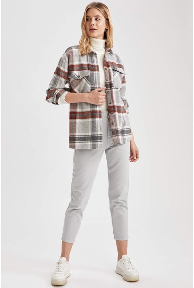 DeFacto Mom Fit Dokuma Pantolon T2864AZ20WN