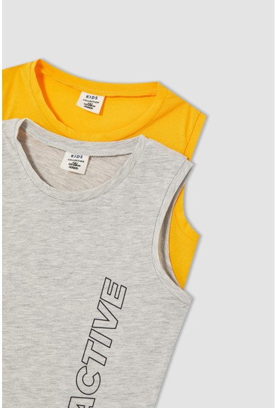 DeFacto Erkek Çocuk Slogan Baskılı 2'li Atlet V6024A621HS