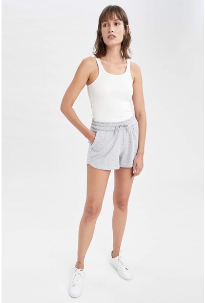 Defacto Cepli Beli Bağcıklı Relax Fit Mini Şort U5046AZ21HS