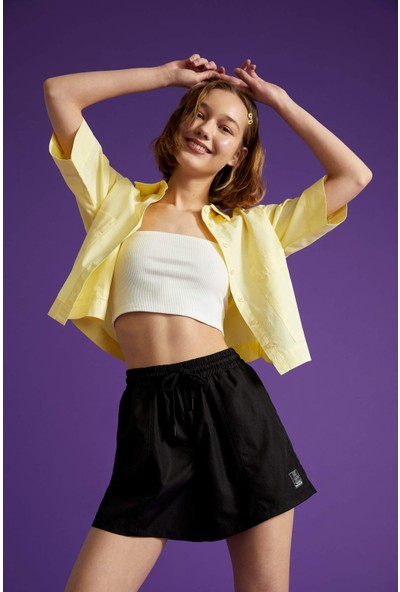 DeFacto Coool Beli Bağcıklı Relax Fit Mini Şort U3063AZ21SP