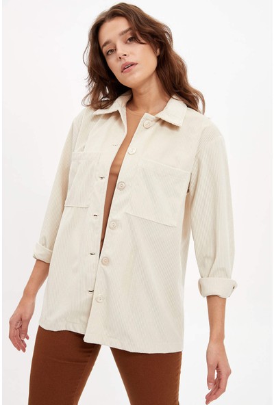 DeFacto Cep Detaylı Relax Fit Gömlek Ceket T2906AZ20WN