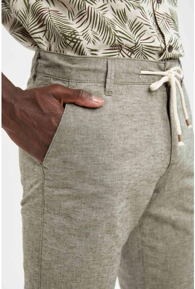 Defacto Relax Fit Beli Bağcıklı Keten Pantolon N4987AZ21SM