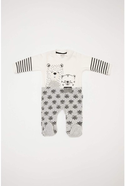 DeFacto Erkek Bebek Baskılı Kadife Kumaş Patikli Çıtçıtlı Tulum T3642A220WN DeFacto Erkek Bebek Baskılı Kadife Kumaş Patikli Çıtçıtlı Tulum T3642A220WN