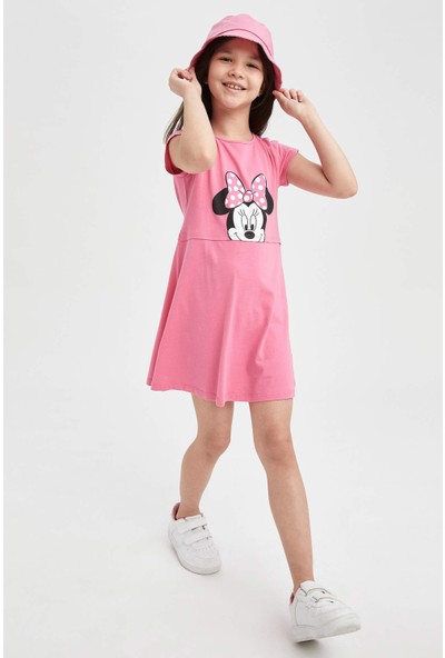 Defacto Kız Çocuk Minnie Mouse Lisanslı Kısa Kollu Elbise U0925A621SP