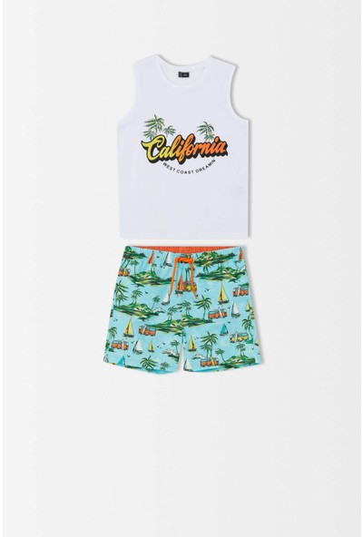 Defacto Erkek Çocuk Palmiye Baskılı Atlet Ve Deniz Şortu Takımı U2005A621HS Defacto Erkek Çocuk Palmiye Baskılı Atlet Ve Deniz Şortu Takımı U2005A621HS