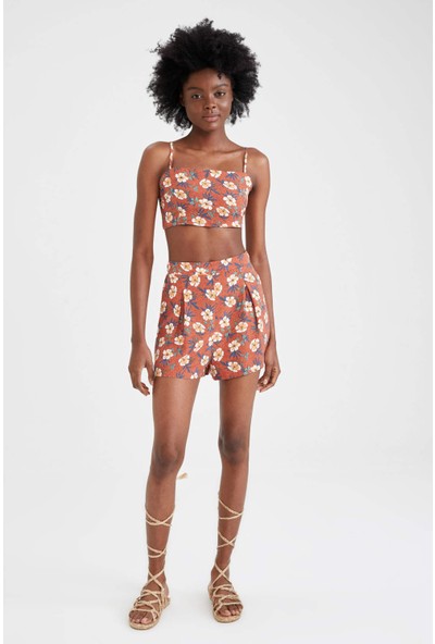 Defacto İp Askılı Crop Top ve Mini Şort Plaj Takımı T8992AZ21SM Defacto İp Askılı Crop Top ve Mini Şort Plaj Takımı T8992AZ21SM