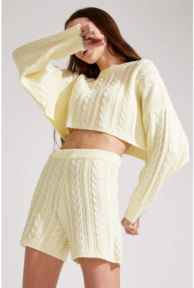 DeFacto Örgü Desenli Triko Şort T7067AZ21SP