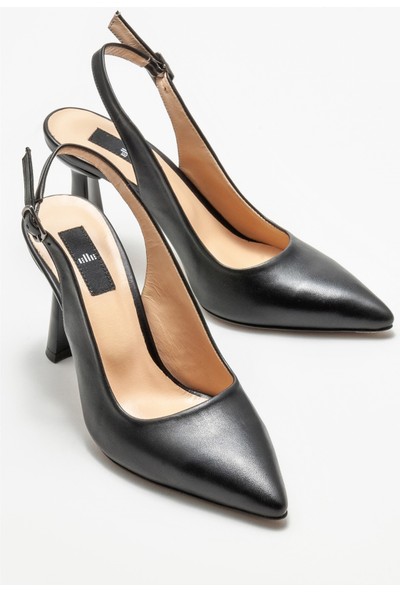 Elle Shoes Siyah Deri Kadın Topuklu Ayakkabı