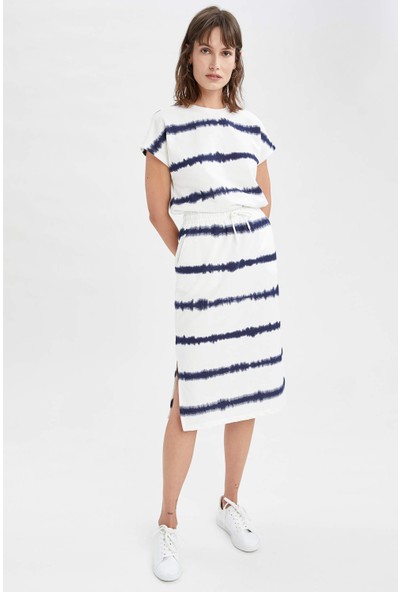 Defacto Yüksek Bel Batik Desenli Midi Boy Etek U7387AZ21SM